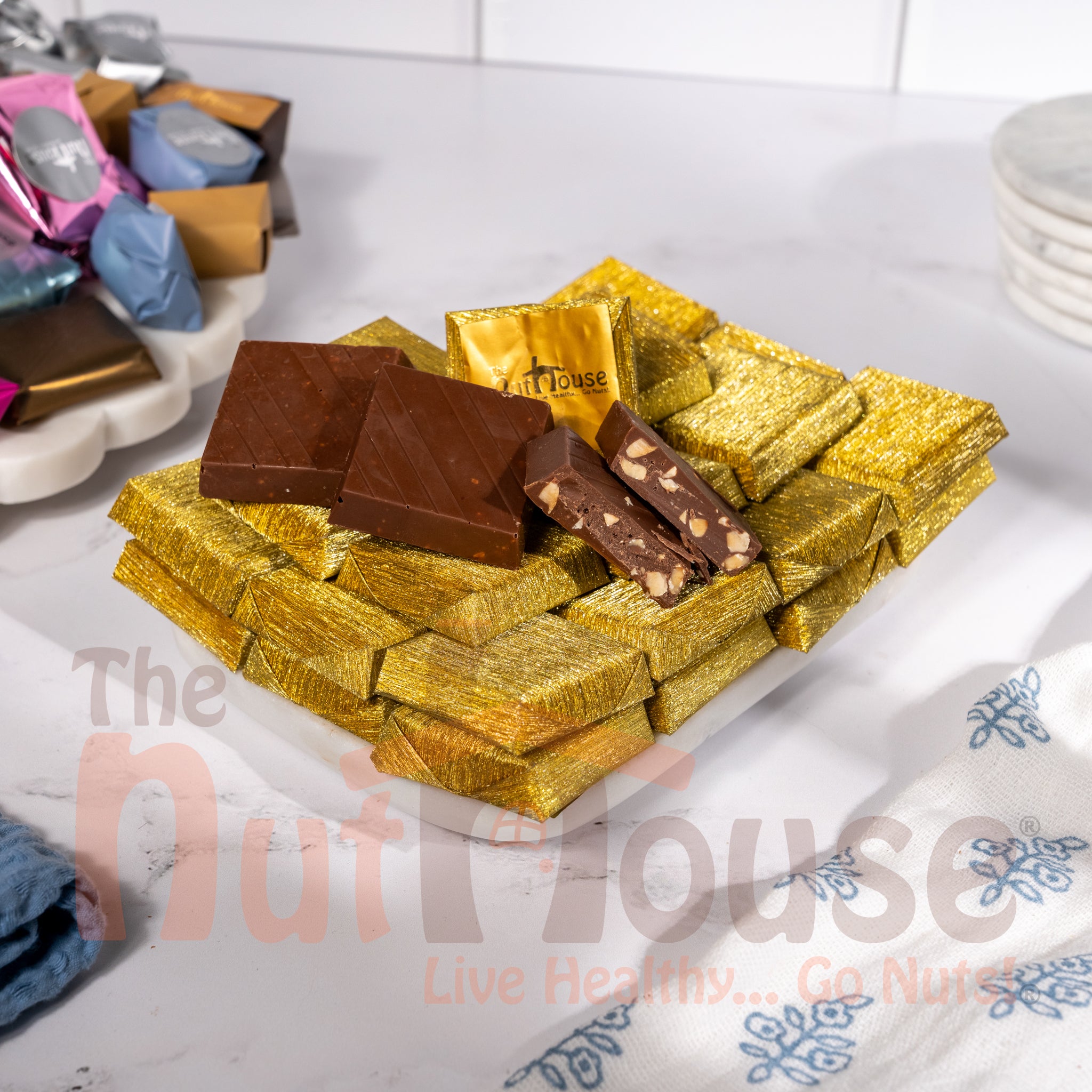 Chocolate Covered Crushed Nuts with Hazelnut Cream - GOLD - The Nut House