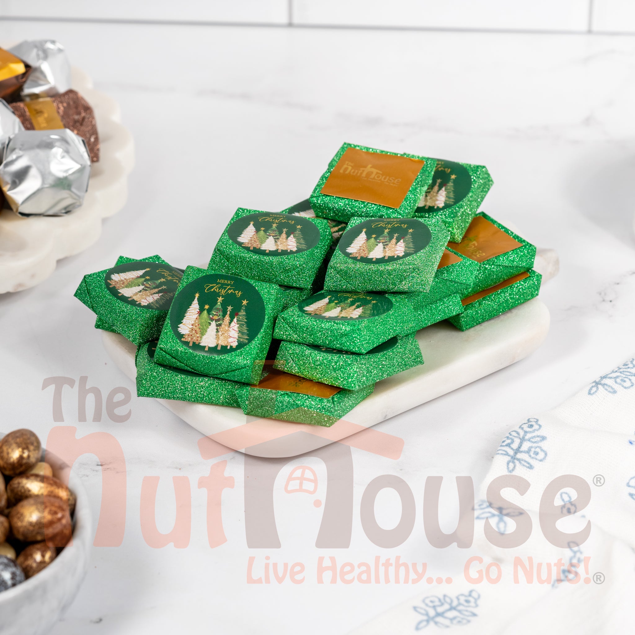 Merry Christmas Chocolate Covered Crushed Nuts with Hazelnut Cream (Gr ...
