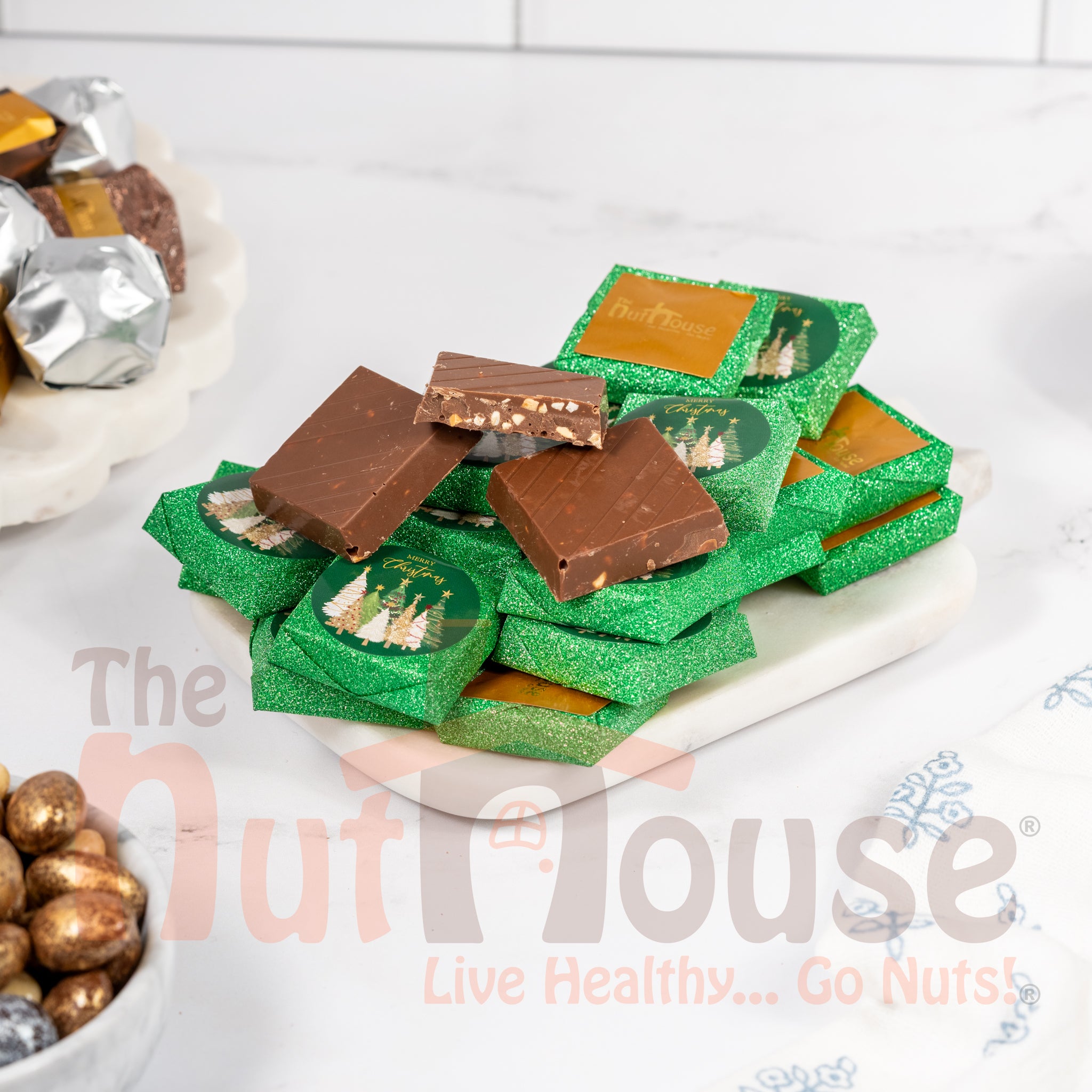 Merry Christmas Chocolate Covered Crushed Nuts with Hazelnut Cream (Gr ...