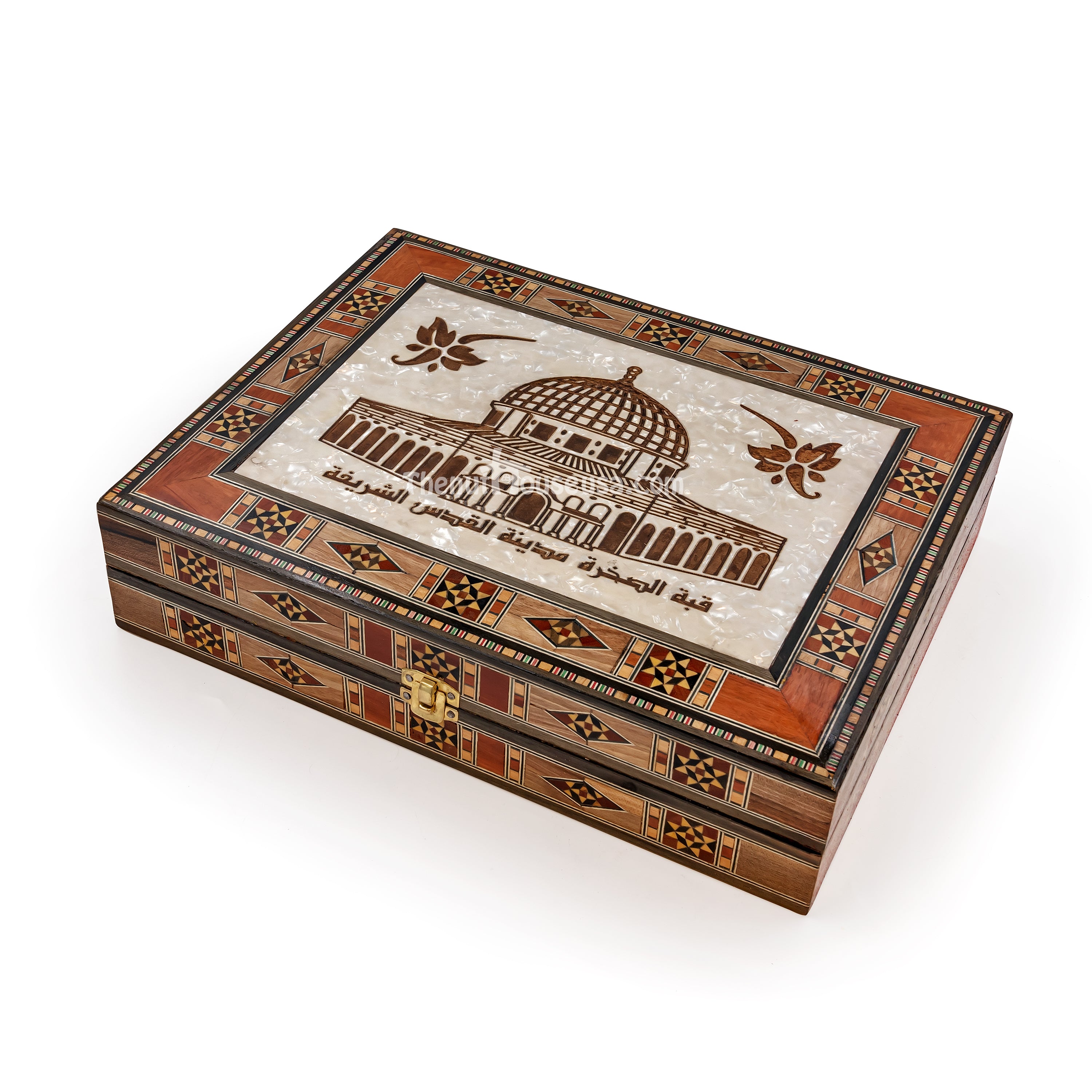 AL AQSA HANDCRAFTED SYRIAN WOODEN, MOSAIC BOX (0400) – The Nut House