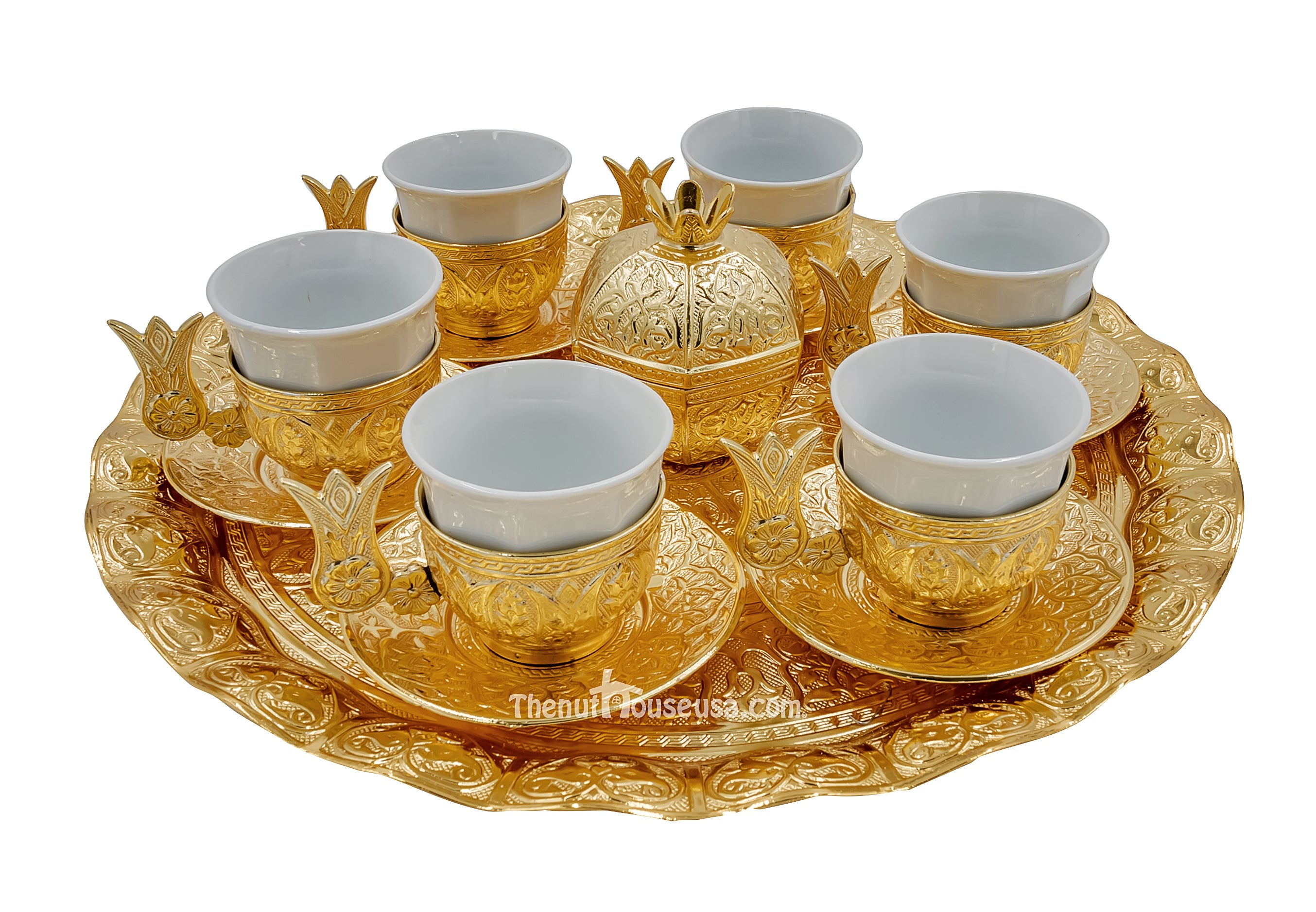 Gold Turkish Coffee set 24016 - The Nut House