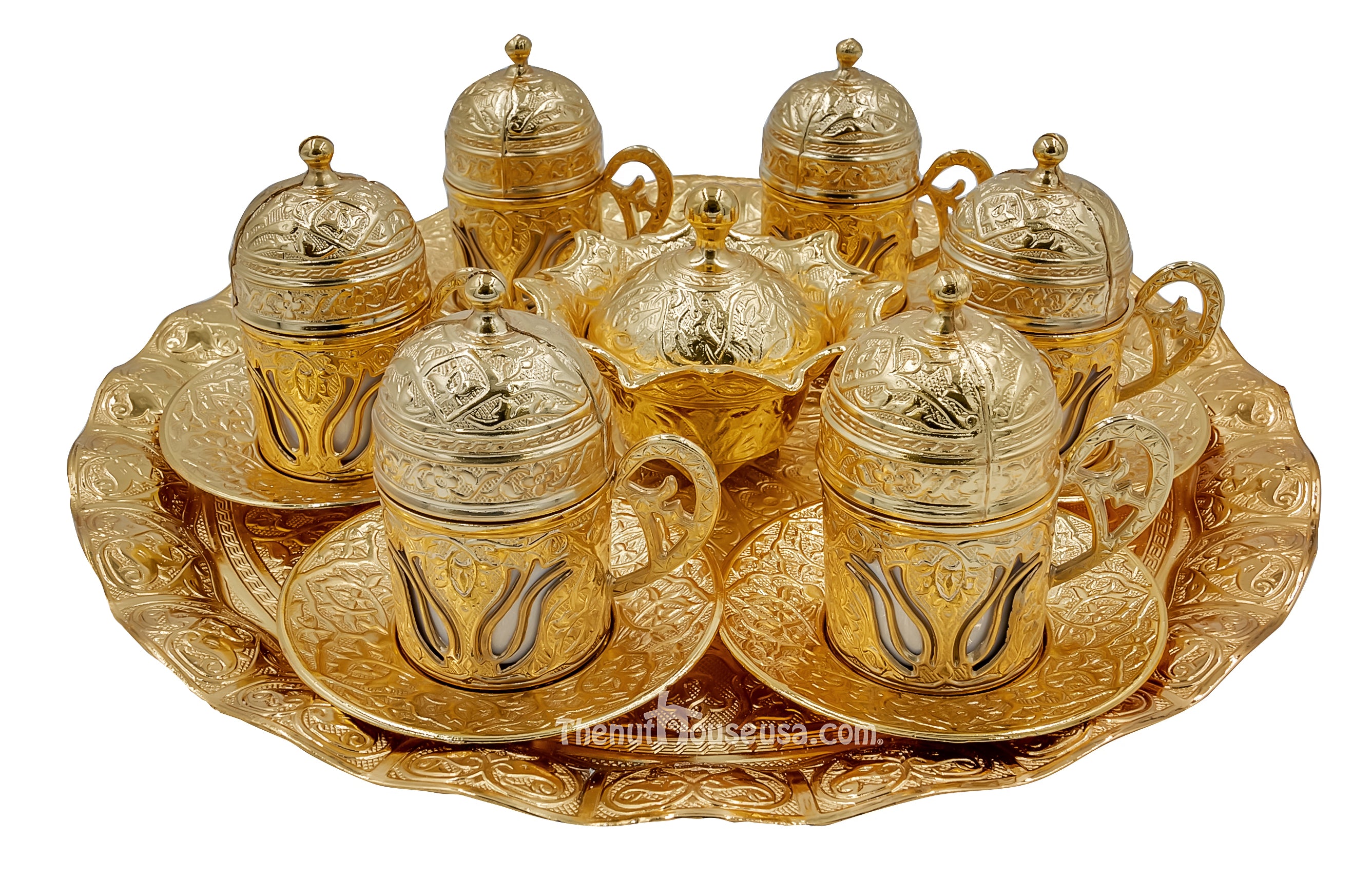 Gold Turkish Coffee set 24023 - The Nut House