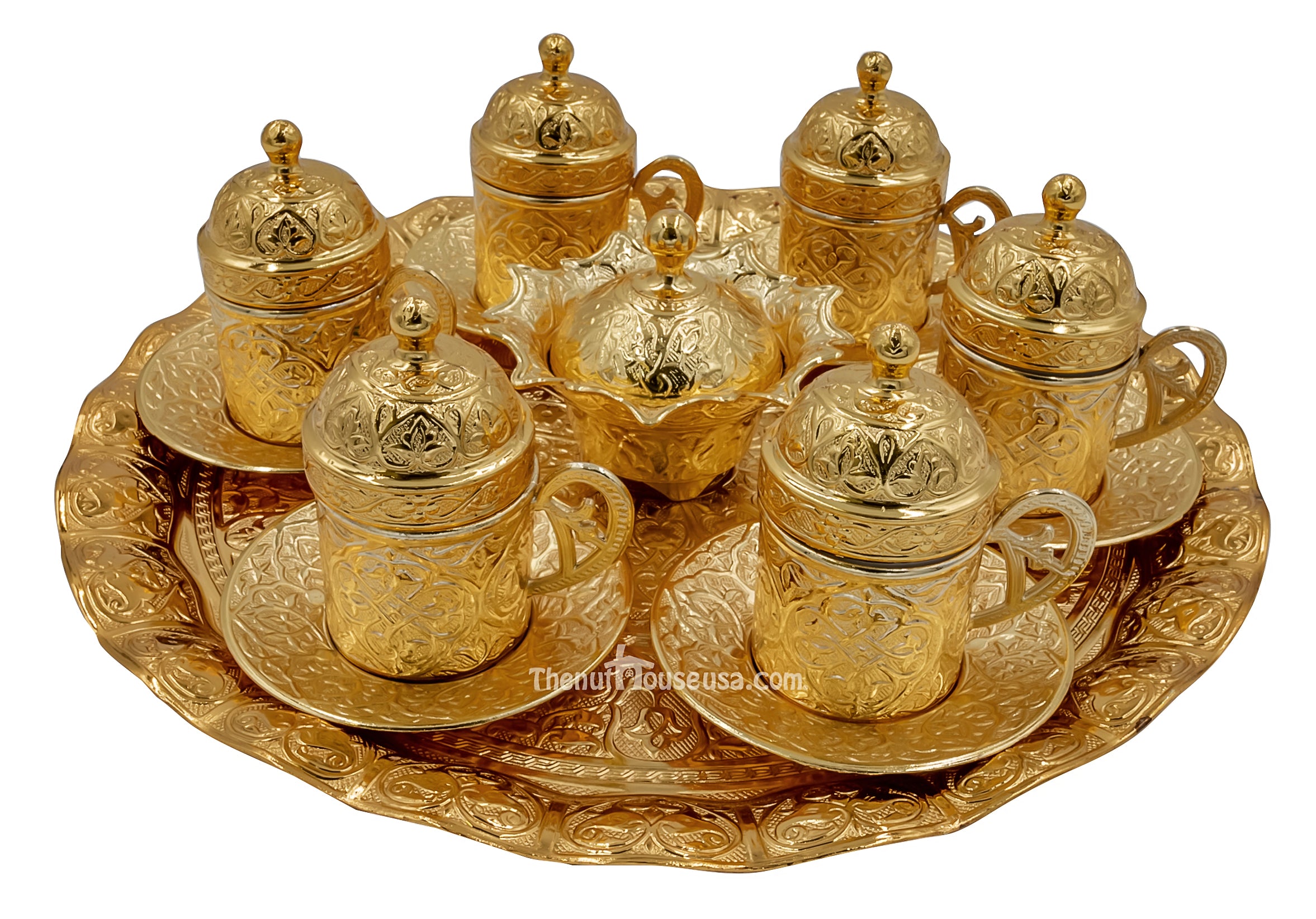 Gold Turkish Coffee set 24024 - The Nut House