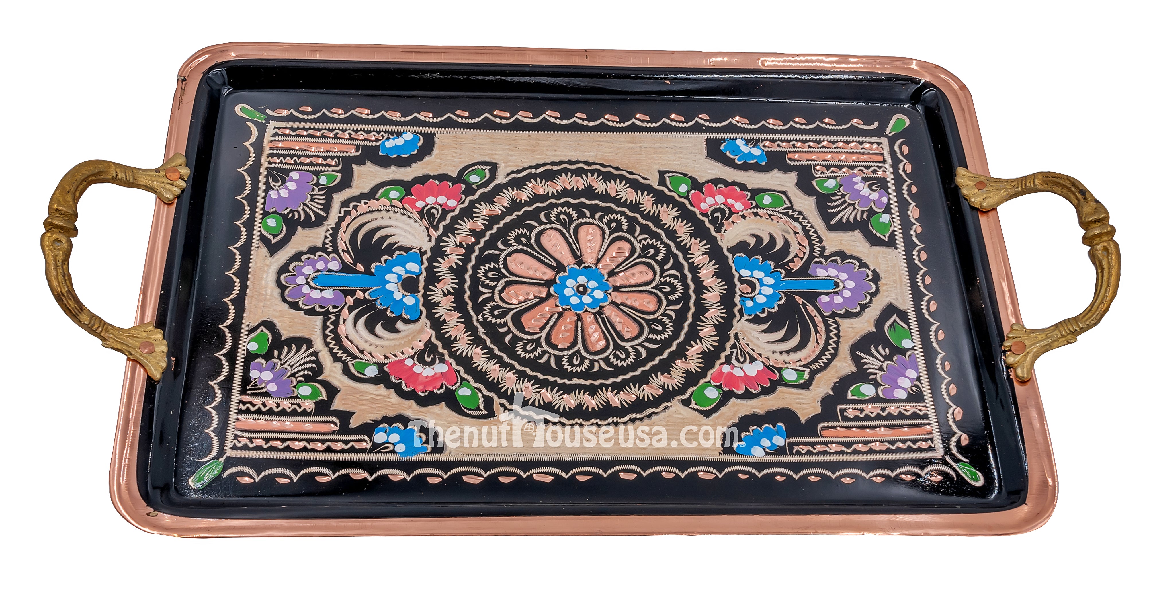 Turkish Handmade Copper Serving Tray 80011 - The Nut House